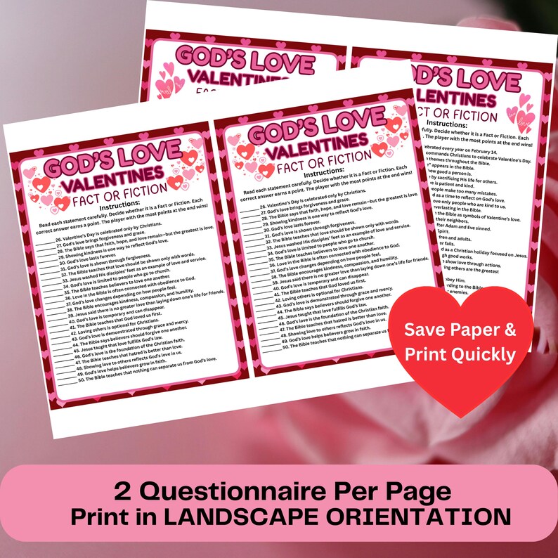 Valentine's Day Bible Trivia Game – God's Love, Fact or Fiction (PDF ...