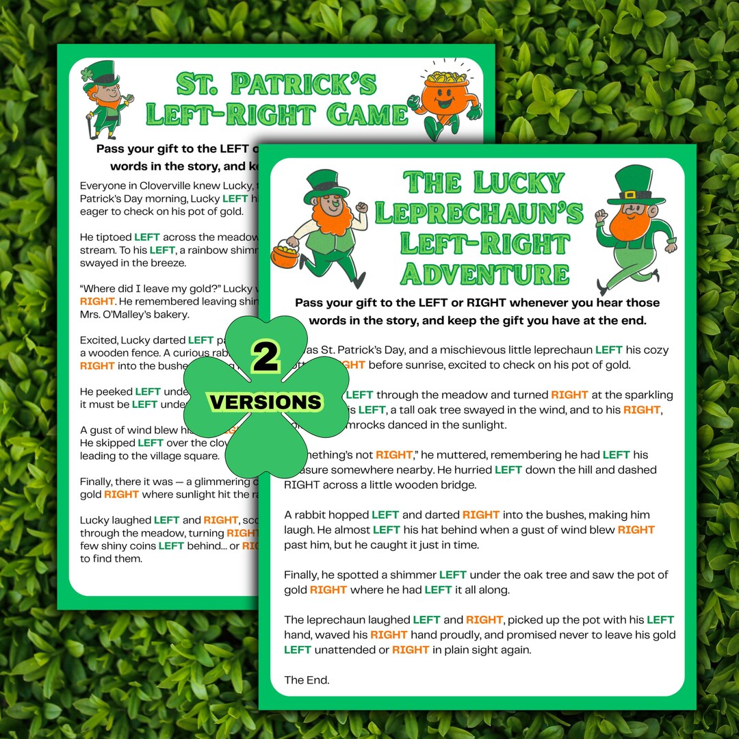 St. Patrick’s Day Left Right Game Printable | Leprechaun Party Game for ...