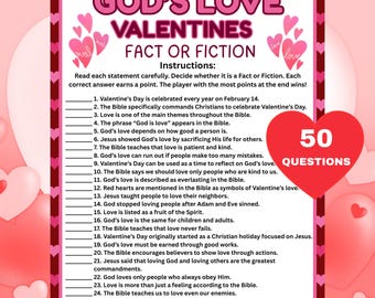 Valentine's Day Bible Trivia Game – God's Love, Fact or Fiction (PDF ...