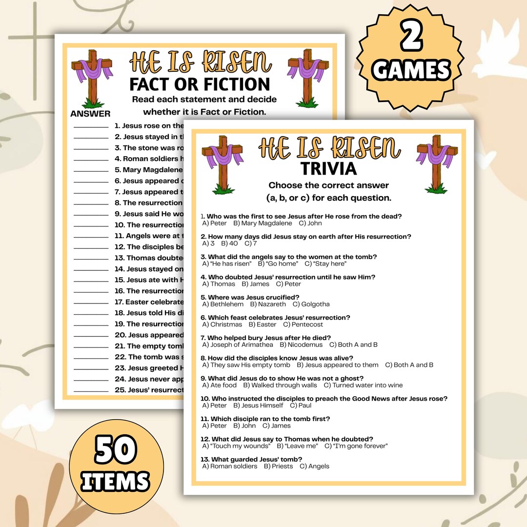 He is Risen Trivia & Easter Fact or Fiction, Easter Bible Games for All ...