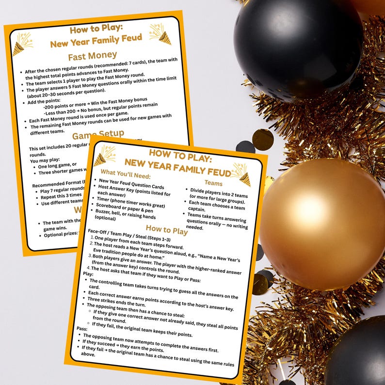 New Year Family Feud Game | Printable Party Game (digital Download) - Etsy