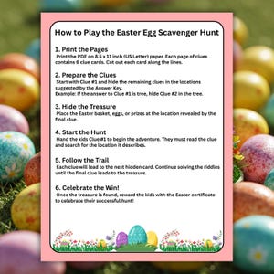 Easter Scavenger Hunt Clues, Outdoor Kids Printable Treasure Hunt Game ...