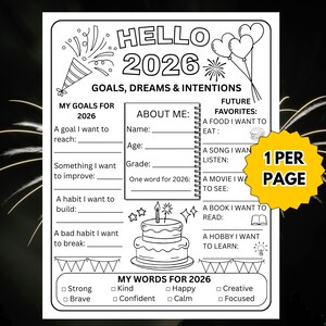 New Year Time Capsule Worksheet for Kids | 2025 Year in Review & 2026 ...
