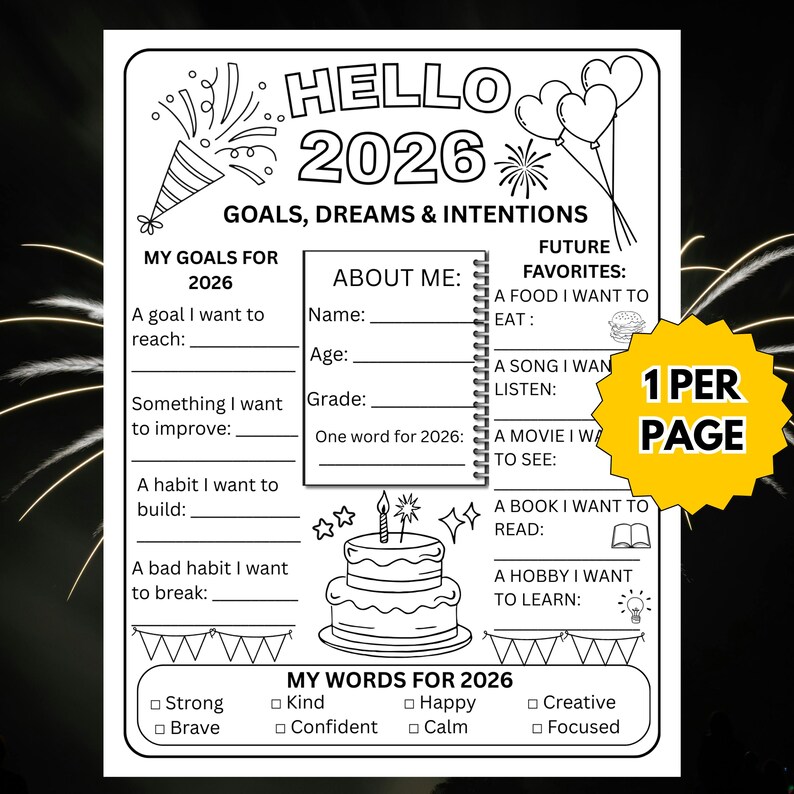 New Year Time Capsule Worksheet for Kids | 2025 Year in Review & 2026 ...