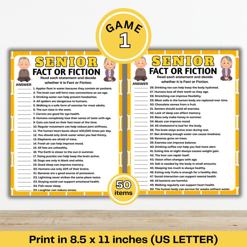 Senior Trivia Game Bundle | Fact or Fiction & Trivia Games for Seniors ...