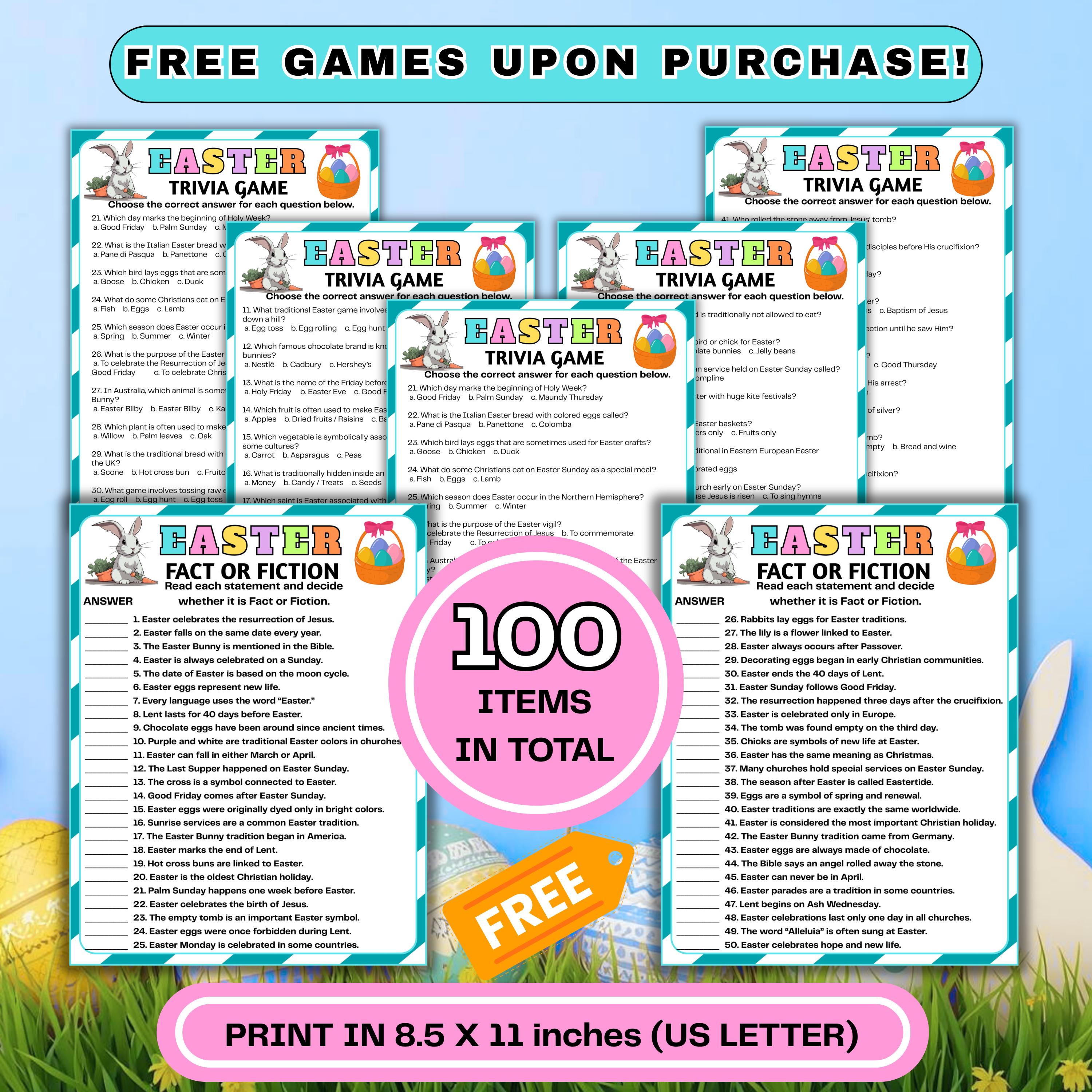 Easter Minute to Win It Games Printable, Family Party Challenge ...