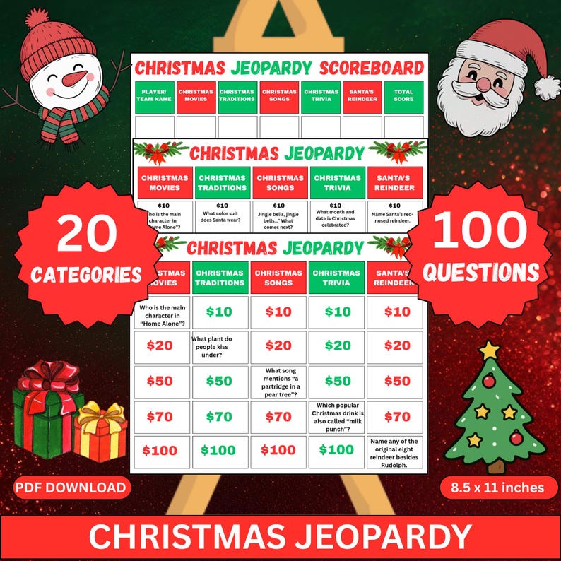 Christmas Jeopardy Game, Christmas Game for Family & Friends, Christmas ...