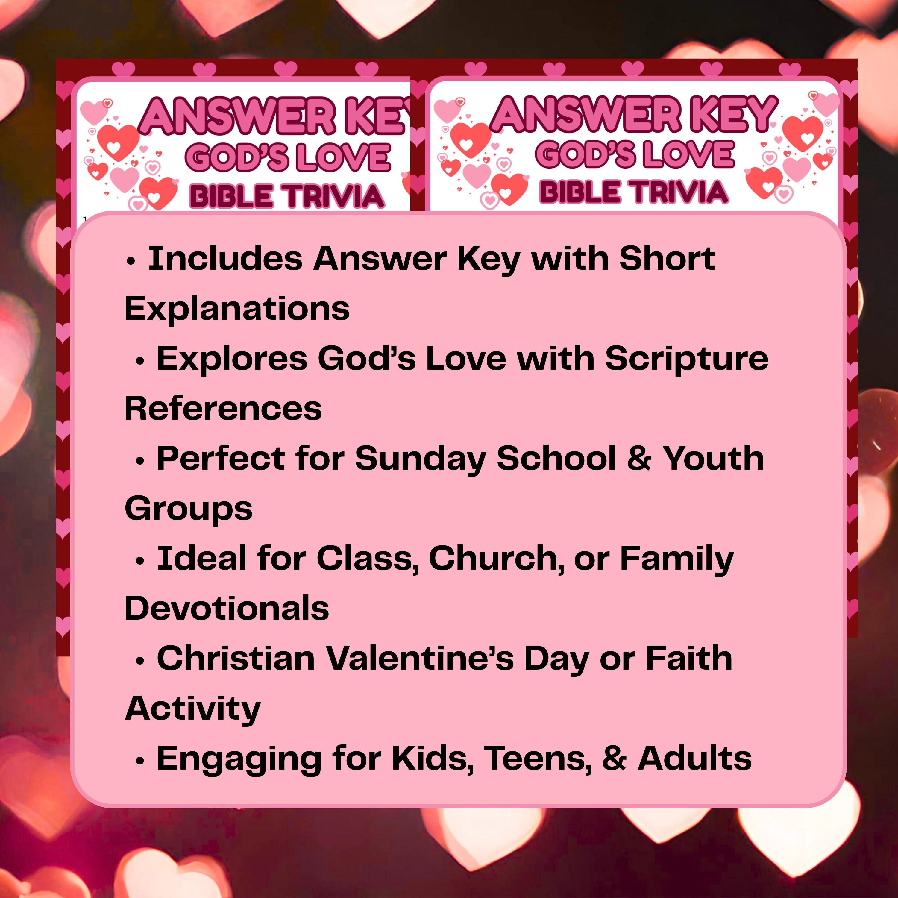 God's Love Bible Trivia Game | Christian Valentine's Activity (PDF ...