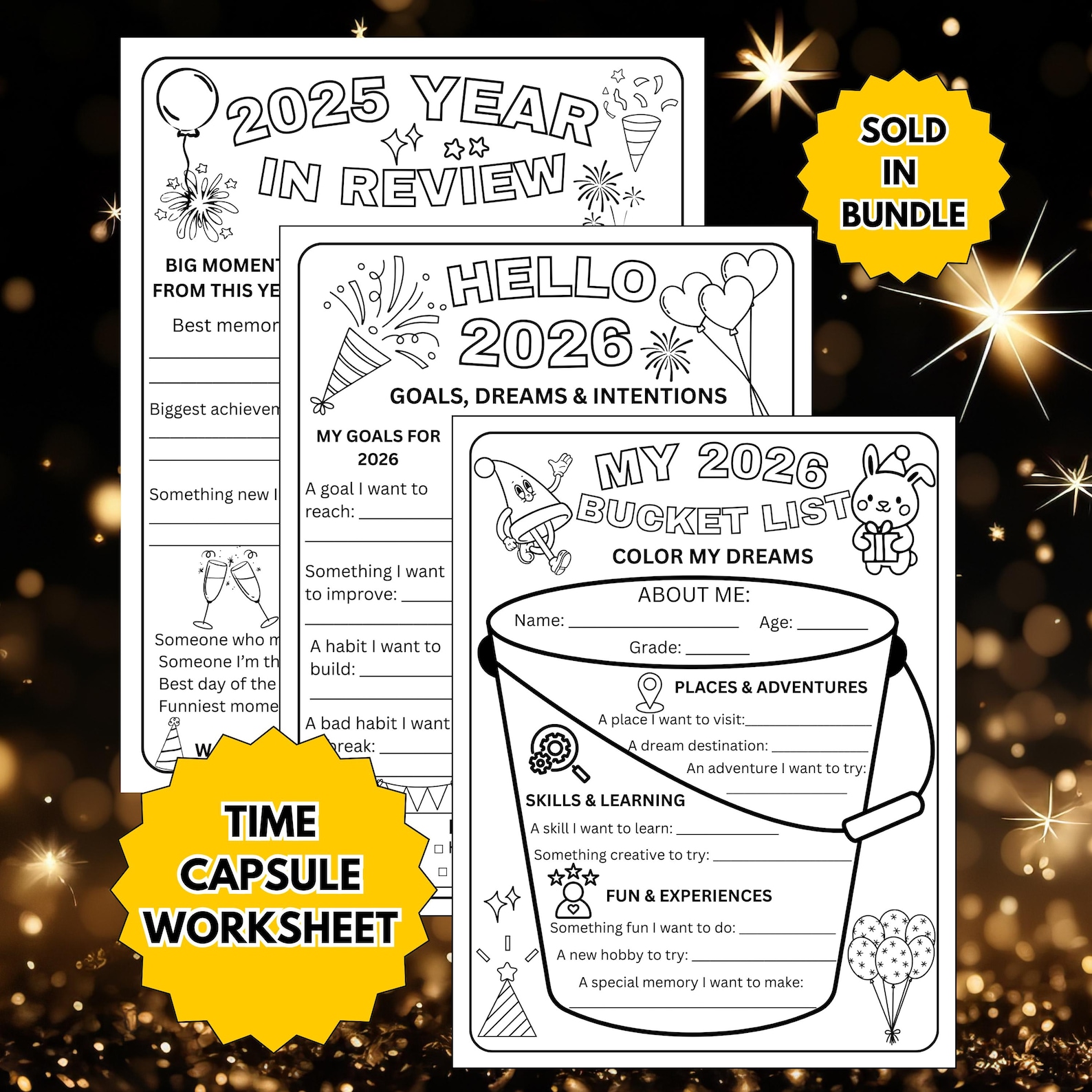 2025 Year in Review Worksheet | All About My Year Coloring & Writing ...
