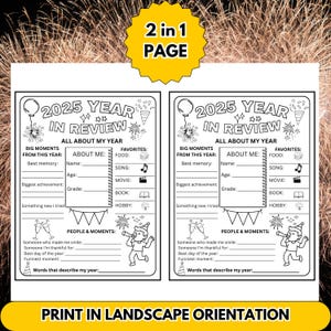 New Year Time Capsule Worksheet for Kids | 2025 Year in Review & 2026 ...