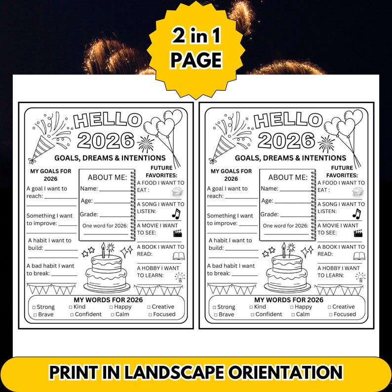 New Year Time Capsule Worksheet for Kids | 2025 Year in Review & 2026 ...