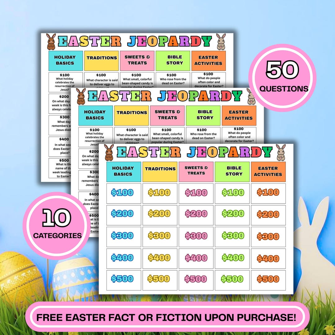 Easter Jeopardy Game | Printable Easter Trivia Party Activity for Kids ...