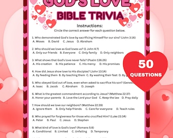 God's Love Bible Trivia Game | Christian Valentine's Activity (PDF ...