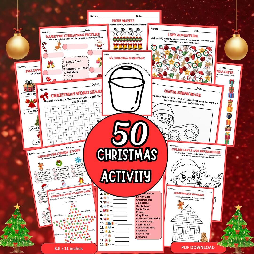 50 Printable Christmas Activities for Kids – Christmas Activity & Games ...