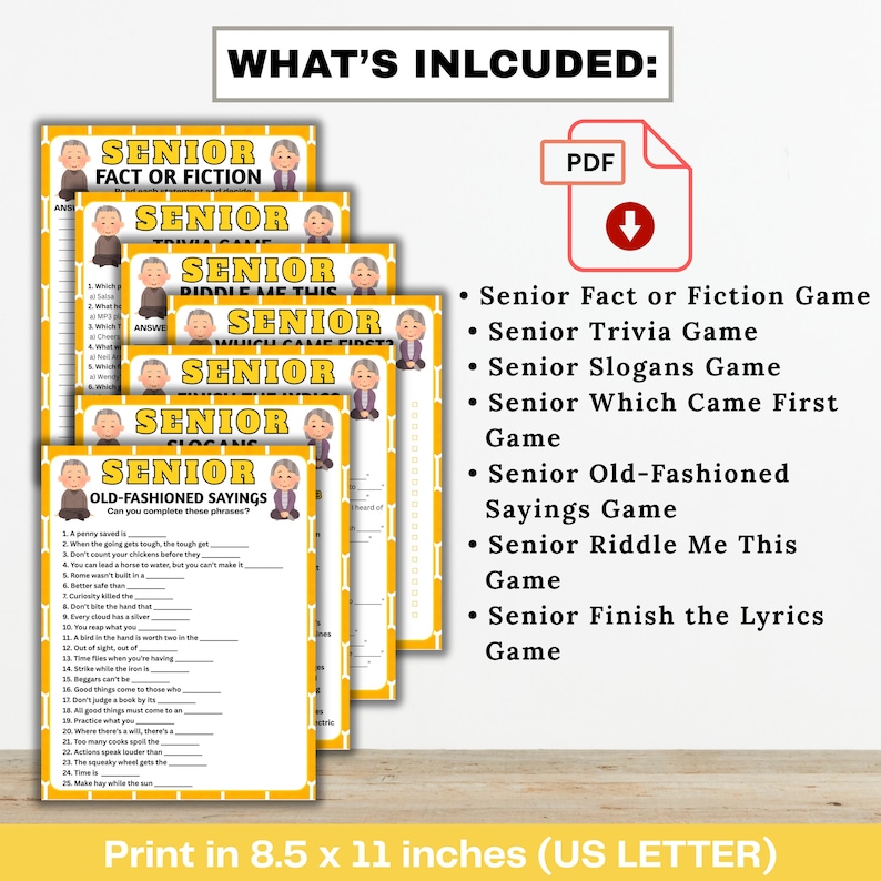 Senior Trivia Game Bundle | Fact or Fiction & Trivia Games for Seniors ...
