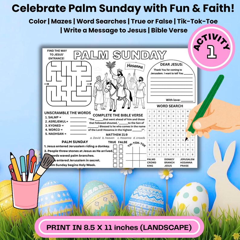 Holy Week Activity Placemat for Kids – Palm Sunday to Easter Journey ...