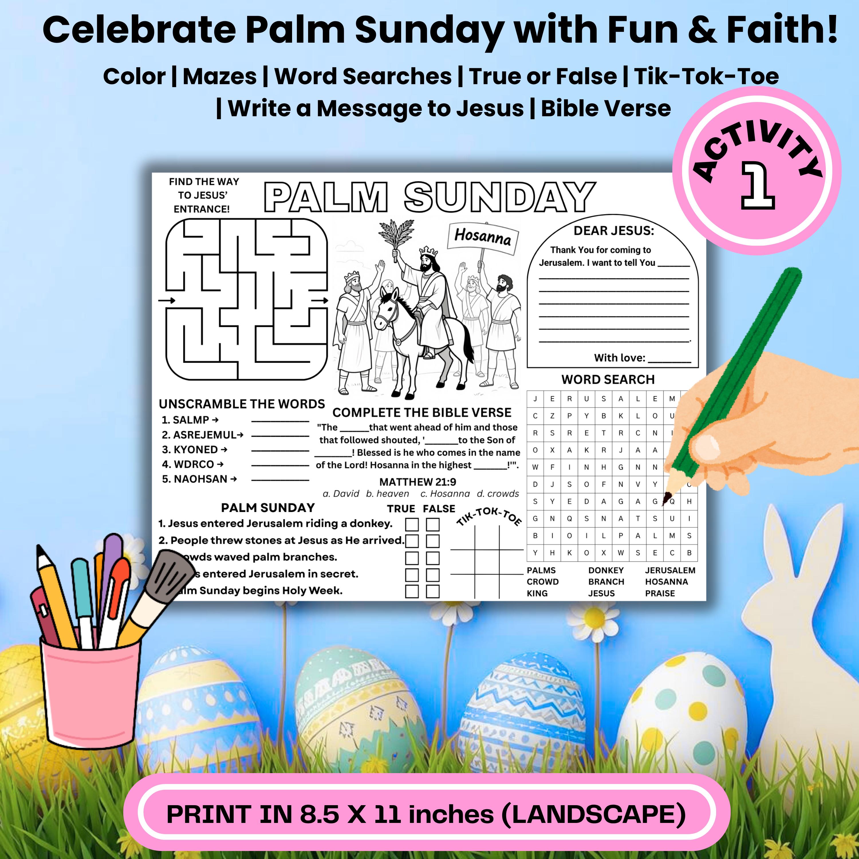 Holy Week Activity Placemat for Kids – Palm Sunday to Easter Journey ...
