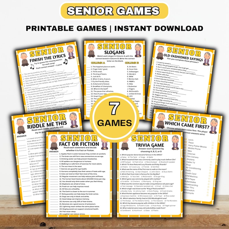 Senior Trivia Game Bundle | Fact or Fiction & Trivia Games for Seniors ...