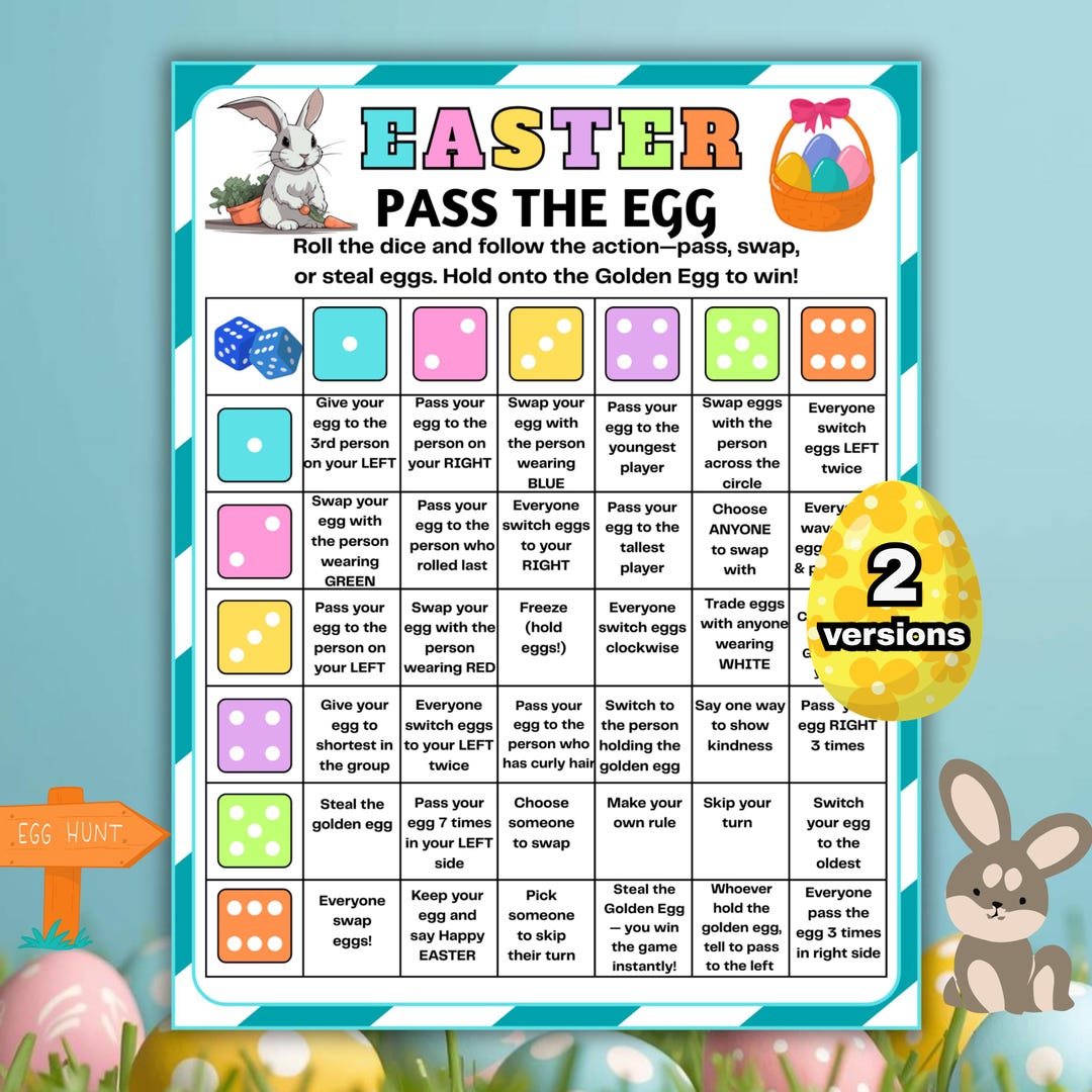 Easter Pass the Egg Dice Game | Left-right Party Activity for Kids ...