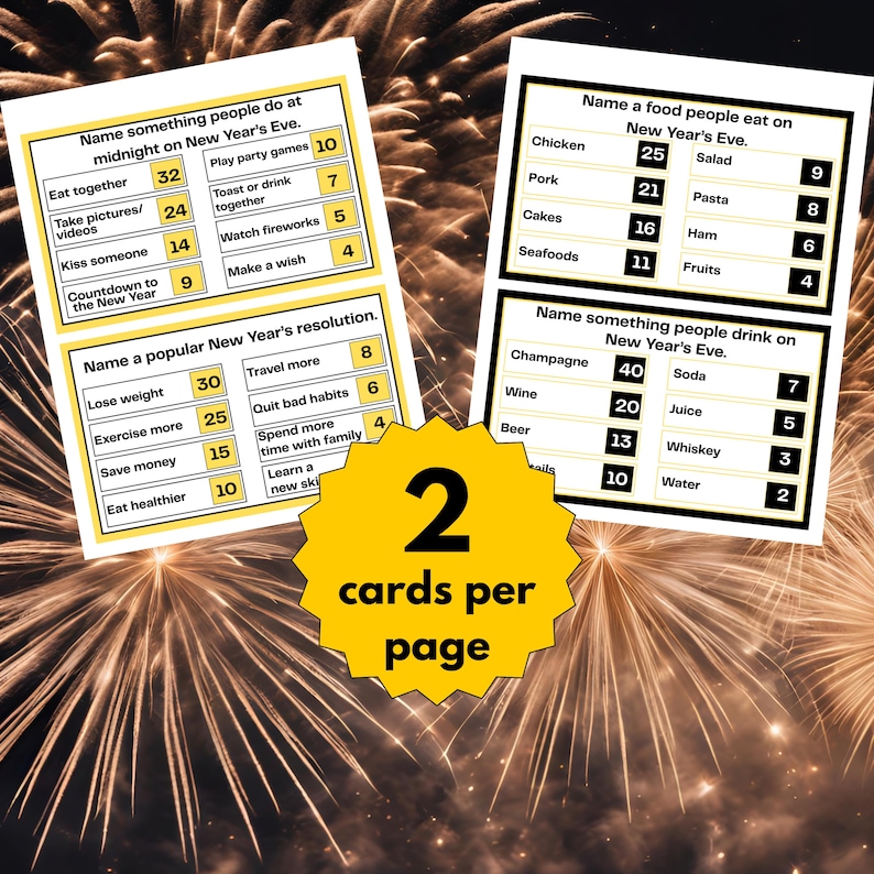 New Year Family Feud Game | Printable Party Game (digital Download) - Etsy