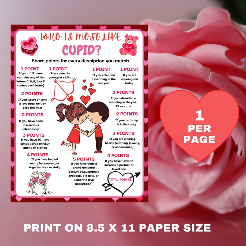 Who is Most Like Cupid Game | Printable Valentine’s Day Game for Kids ...