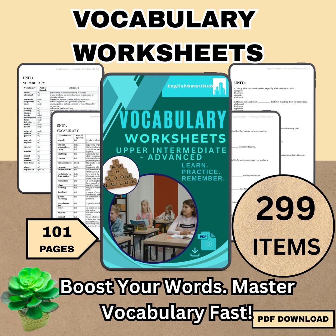 ESL Vocabulary Worksheets PDF – Upper-intermediate to Advanced English ...