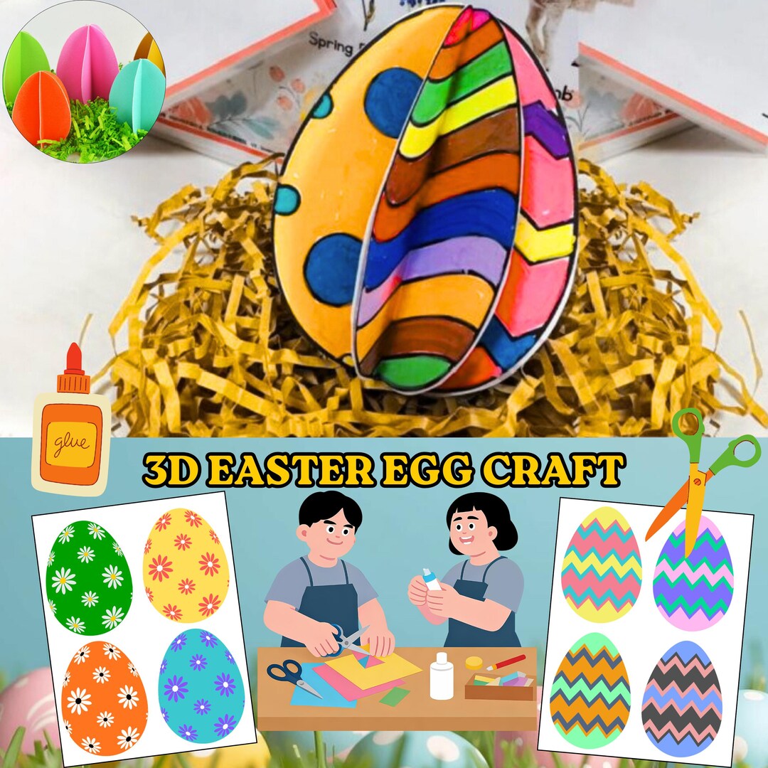 3D Easter Egg Craft , Kids Paper Decoration Activity ,printable Egg ...