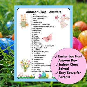 Easter Scavenger Hunt Clues, Outdoor Kids Printable Treasure Hunt Game ...