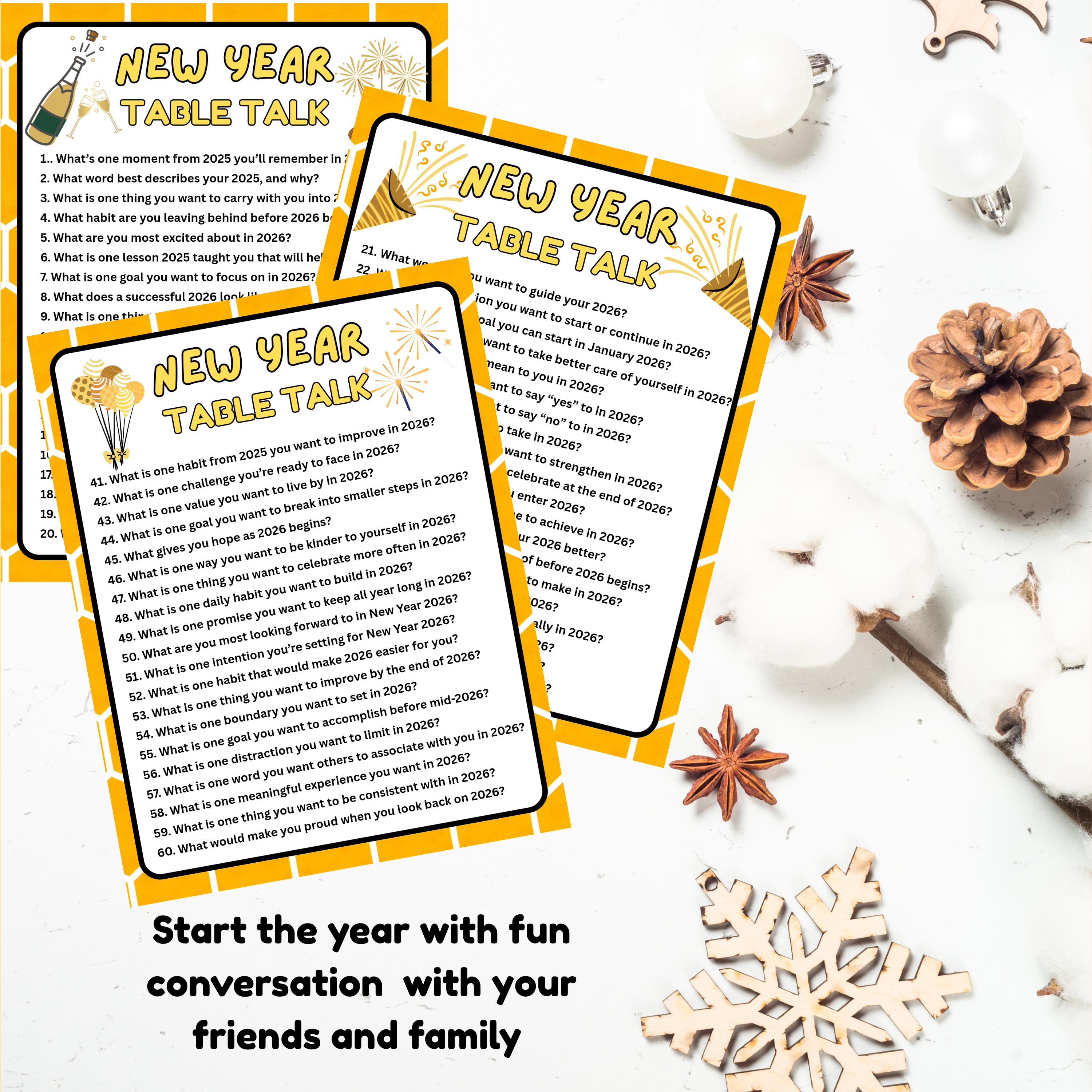 New Year Table Talk | 60 Icebreaker Questions (digital Download) - Etsy