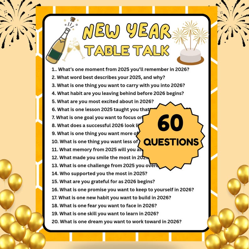 New Year Table Talk | 60 Icebreaker Questions (digital Download) - Etsy