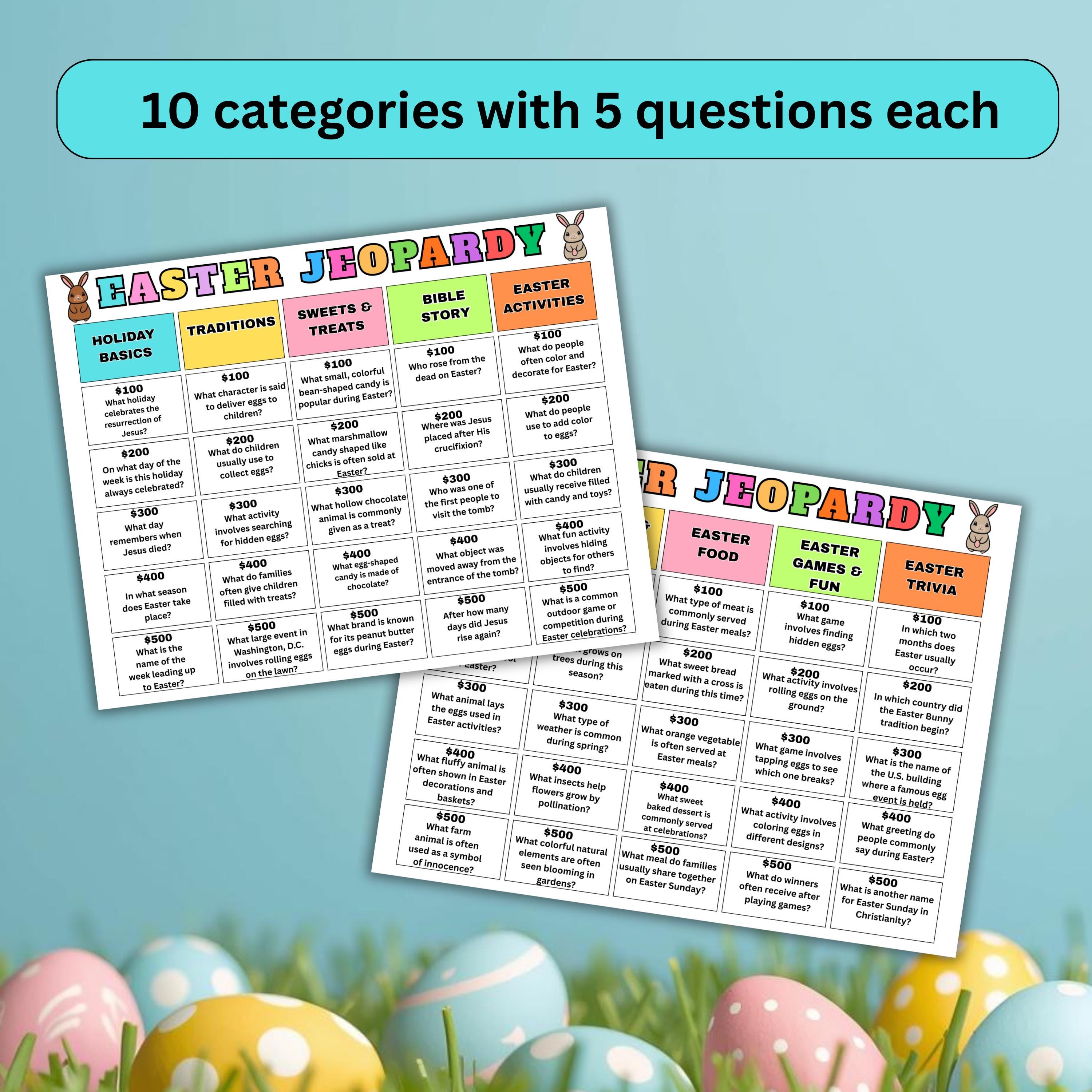 Easter Jeopardy Game | Printable Easter Trivia Party Activity for Kids ...