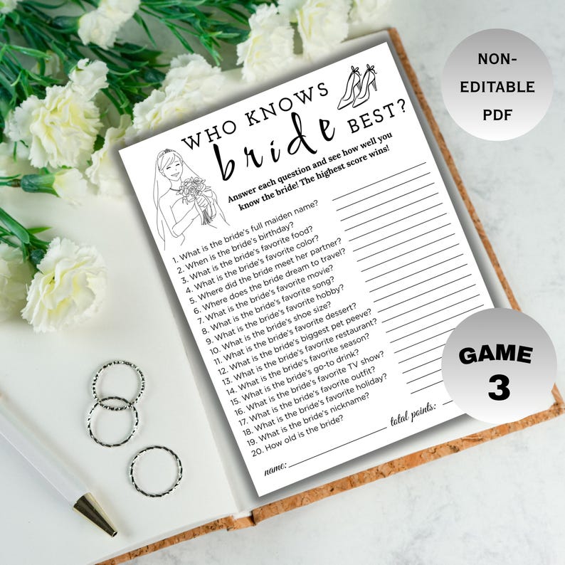 Bridal Shower Games Bundle, Minimalist Bridal Party Ideas, Printable ...