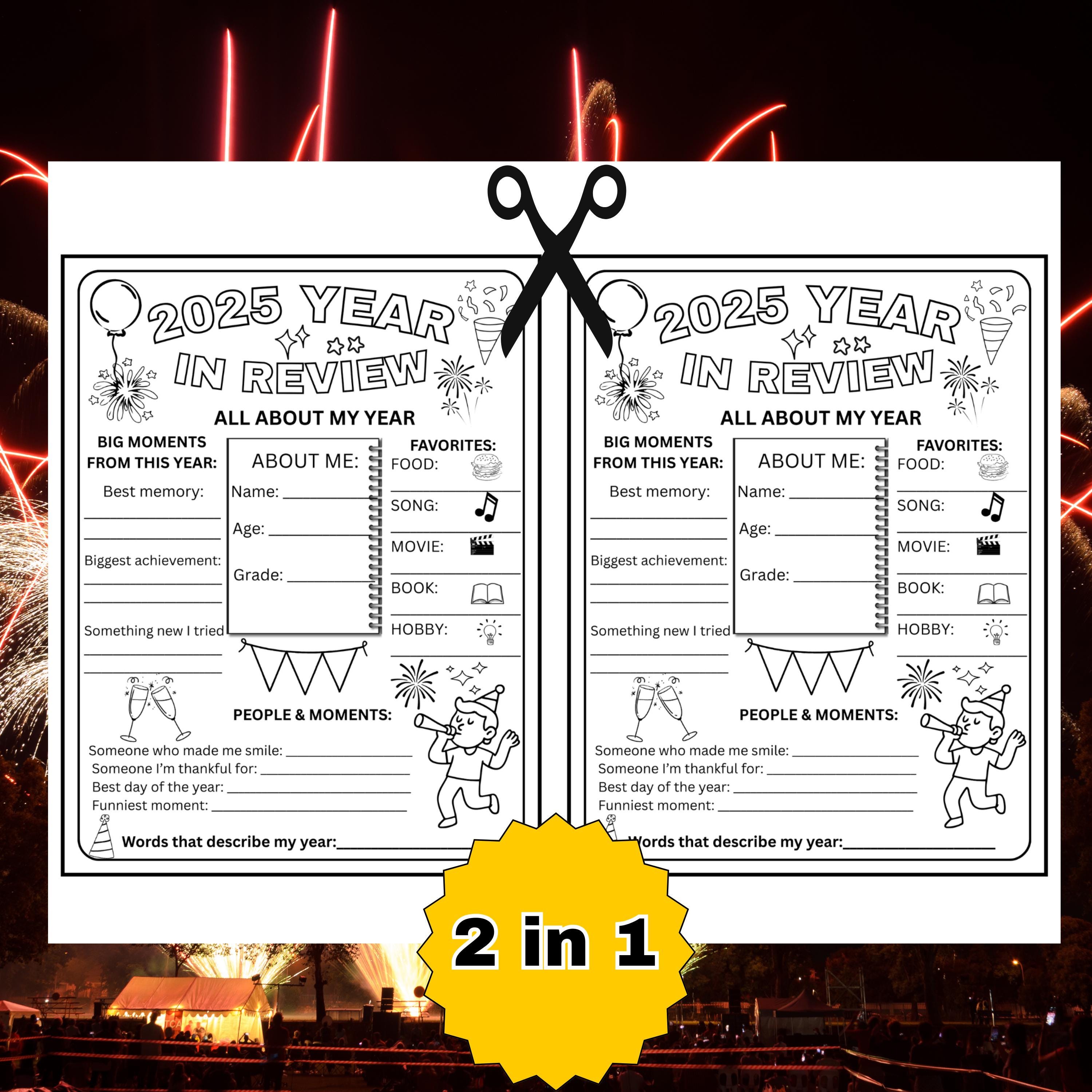 2025 Year in Review Worksheet | All About My Year Coloring & Writing ...