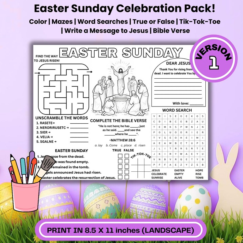 Easter Sunday Activity Sheets | He is Risen Coloring Page ...