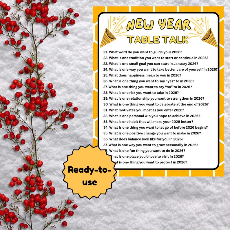 New Year Table Talk | 60 Icebreaker Questions (digital Download) - Etsy