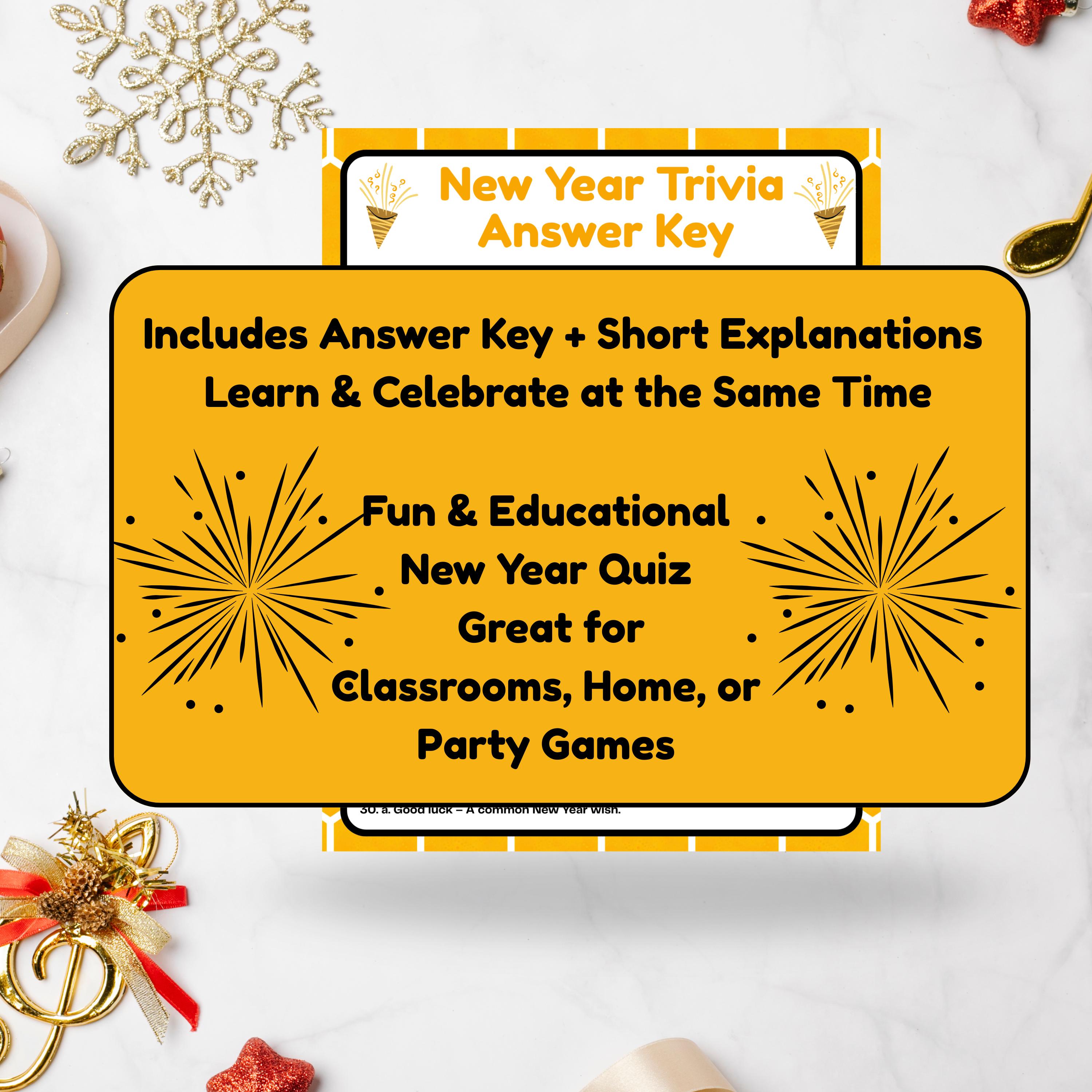 New Year Trivia Game 2026 | Printable New Year’s Eve & Day Quiz | Fun ...