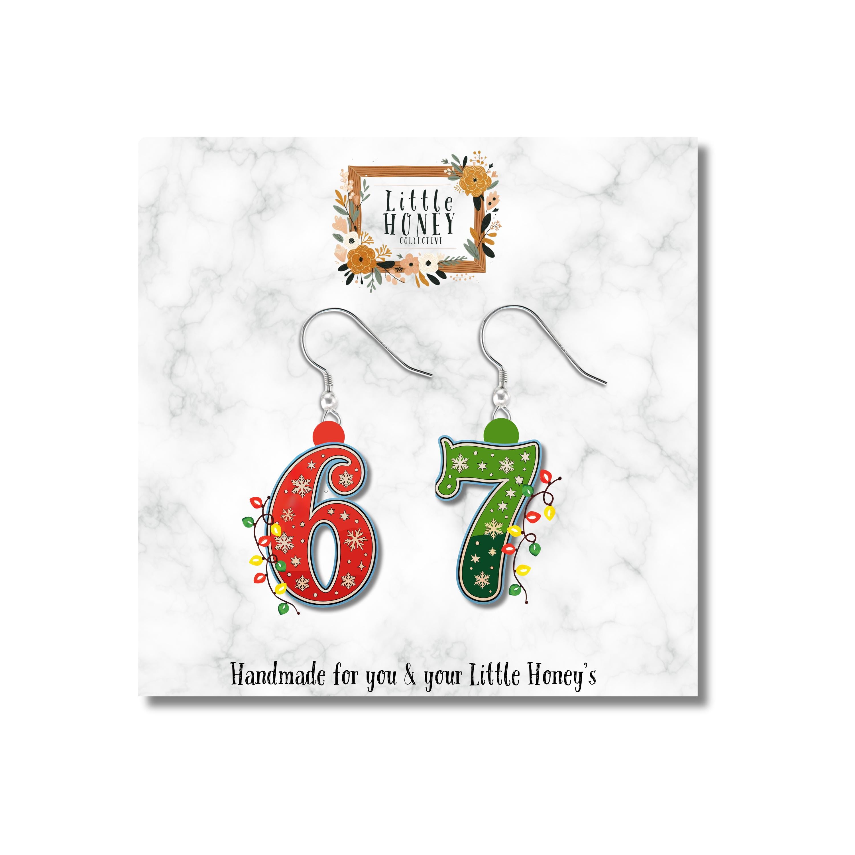6-7 Earrings | Resin Finish | Trending 67 Meme | Funny Earring | Tiktok ...