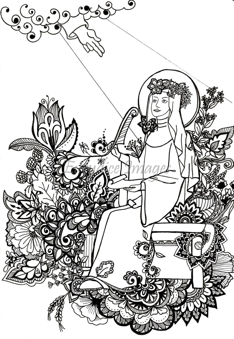 Hildegard of Bingen Coloring Page | Etsy