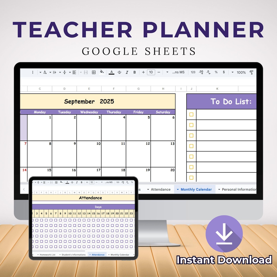 Google Sheets Teacher Planner Sepreadsheet Editable Teacher Lesson ...
