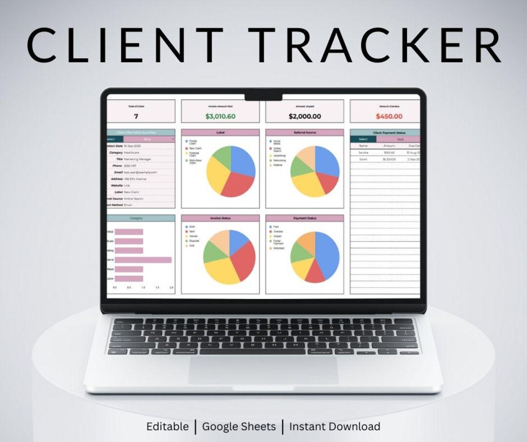 Client Tracker Spreadsheet Business Planner Template Digital Client ...