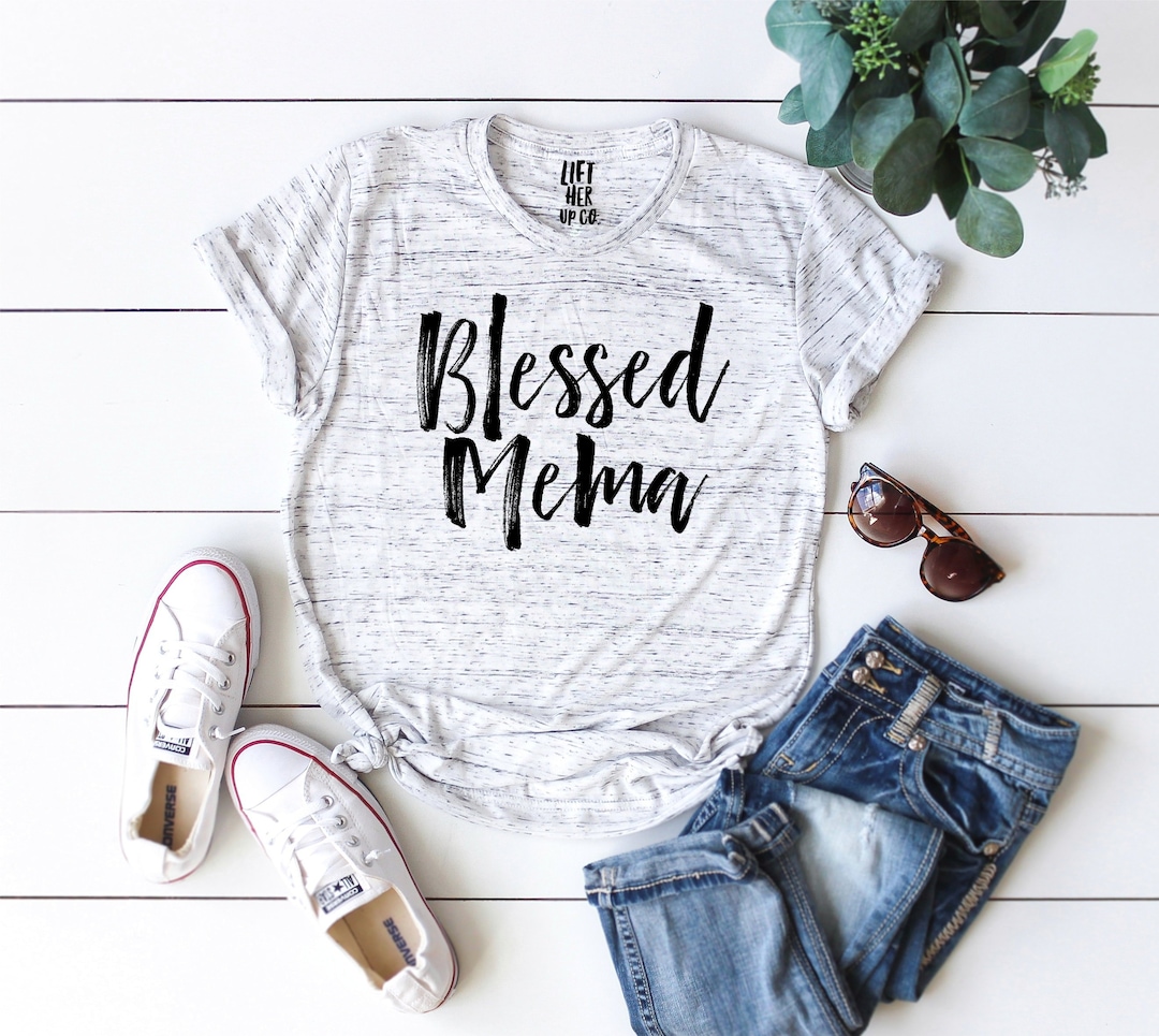Blessed Mema Shirt // Boyfriend Style Unisex Tee // Cute Motherhood ...