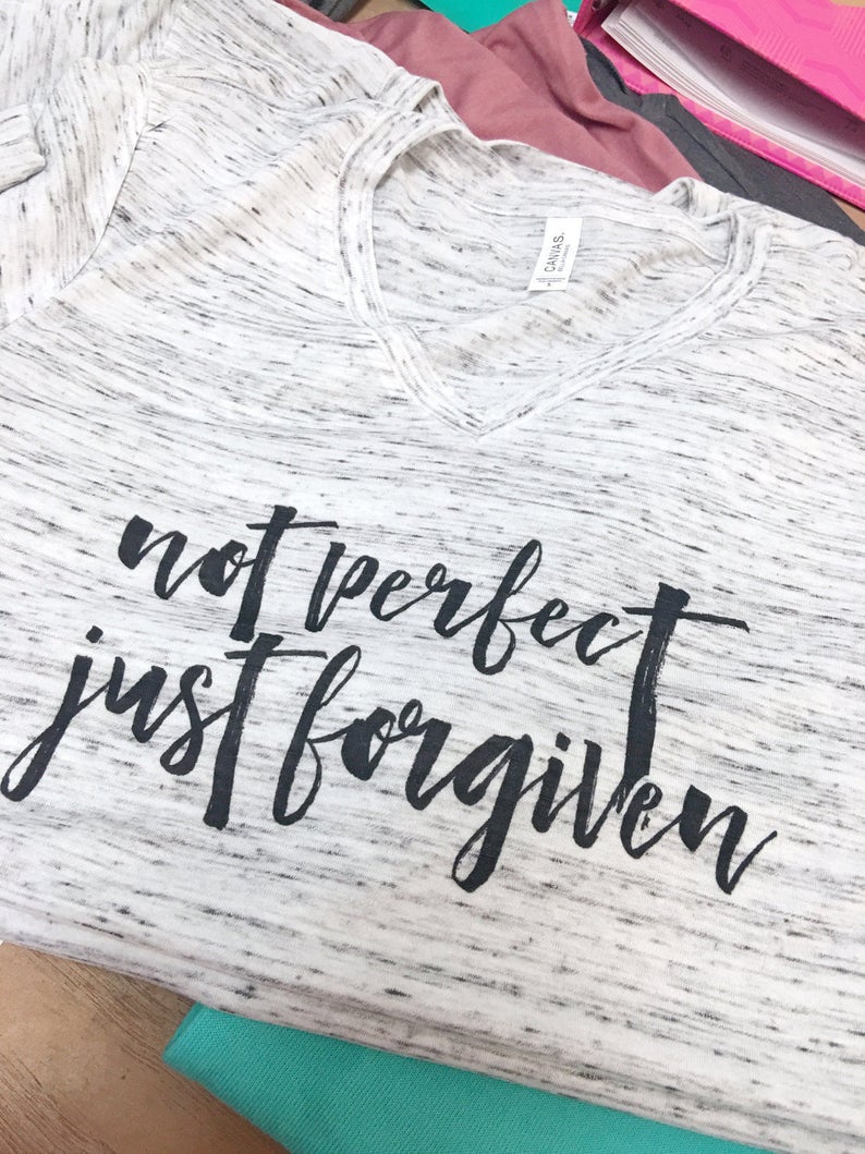 Not Perfect Just Forgiven Christian Shirt Boyfriend Style - Etsy
