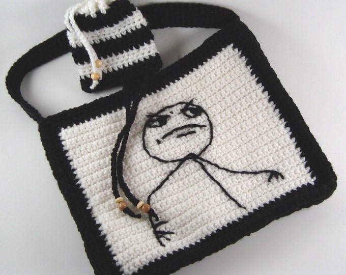 Meme Bag Rage Face Reddit crochet Embroidered Bag With FREE - Etsy