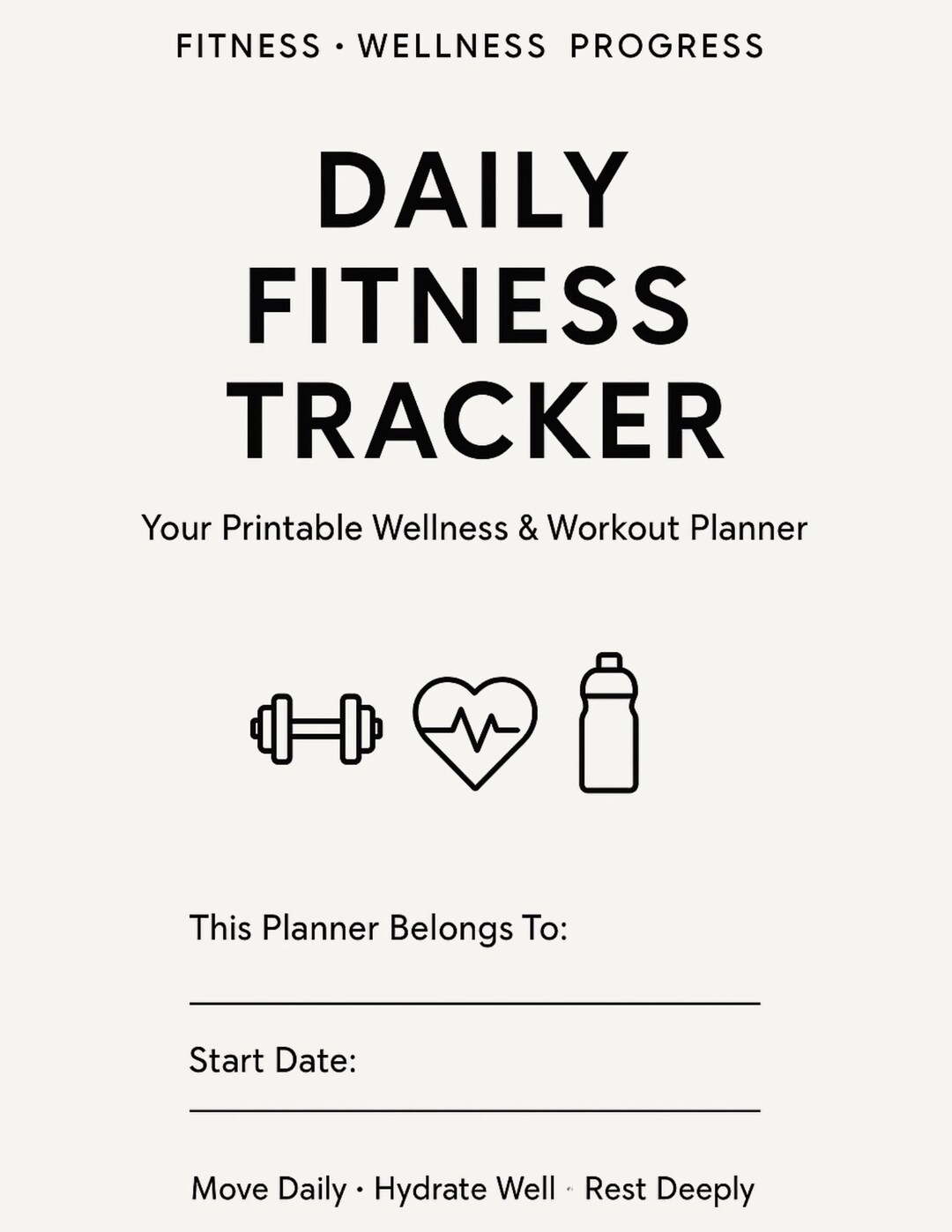 Daily Fitness Tracker Printable Bundle Workout Planner Wellness Check ...