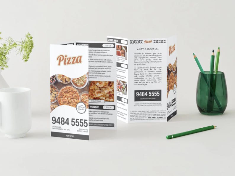 Editable Pizza Restaurant Menu Template: Canva Printable Tri-fold ...