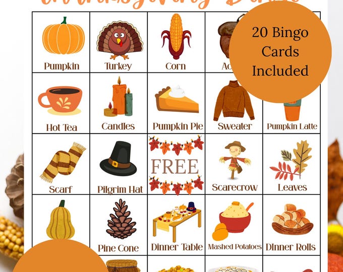 Simple Fall Thanksgiving Bingo Cards for Kids - Etsy Canada