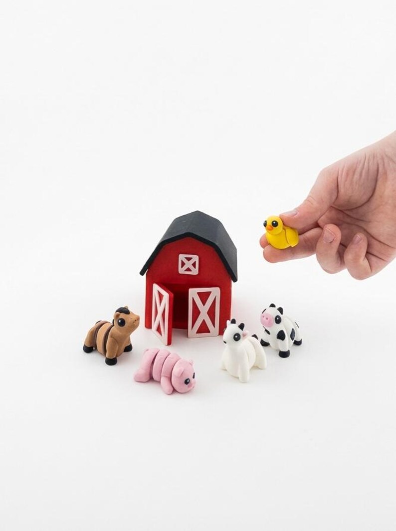 3D Printed Farm Animal Playset With Barn – Montessori Kids Toy - Travel ...