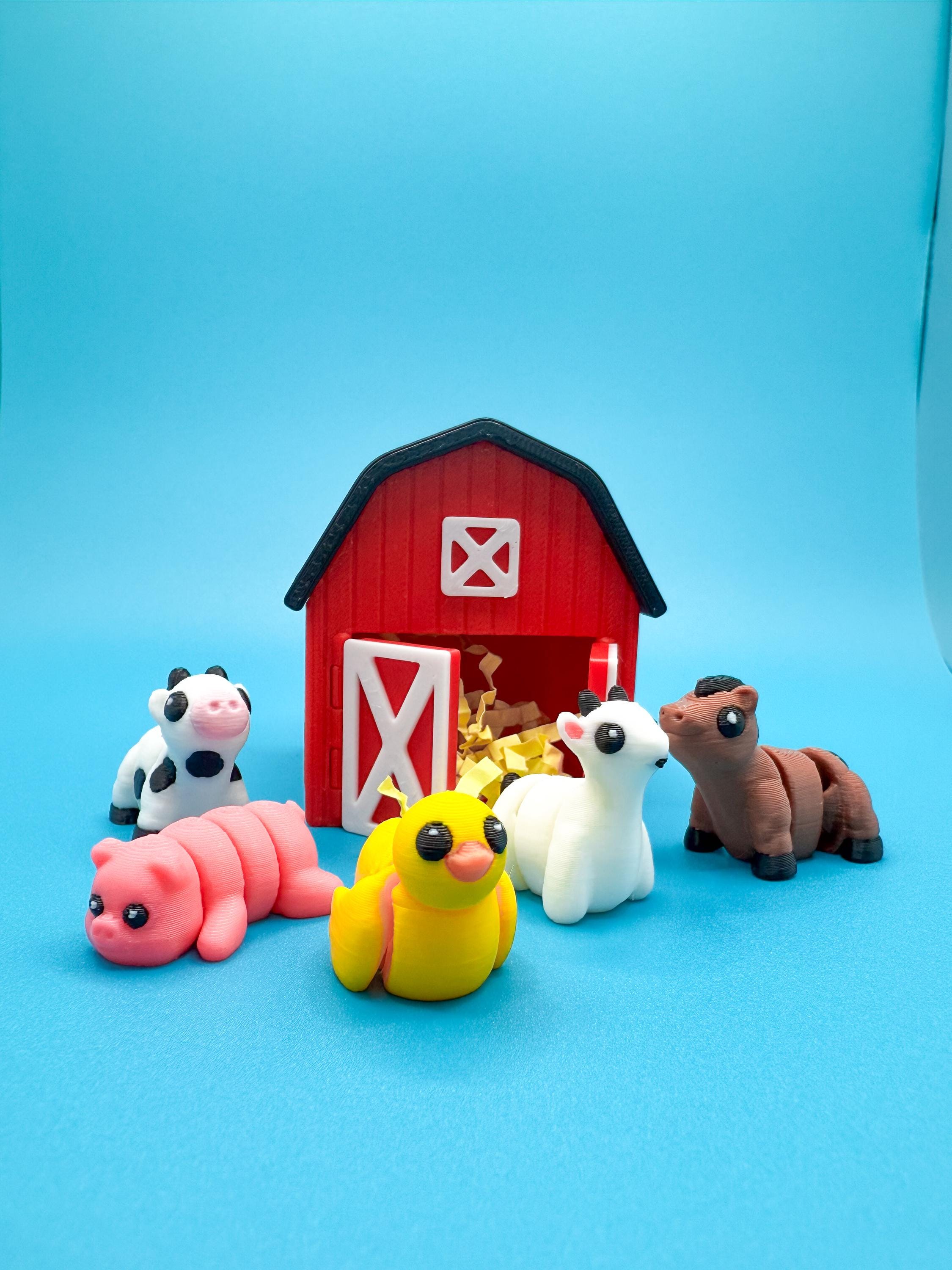 3D Printed Farm Animal Playset With Barn – Montessori Kids Toy - Travel ...