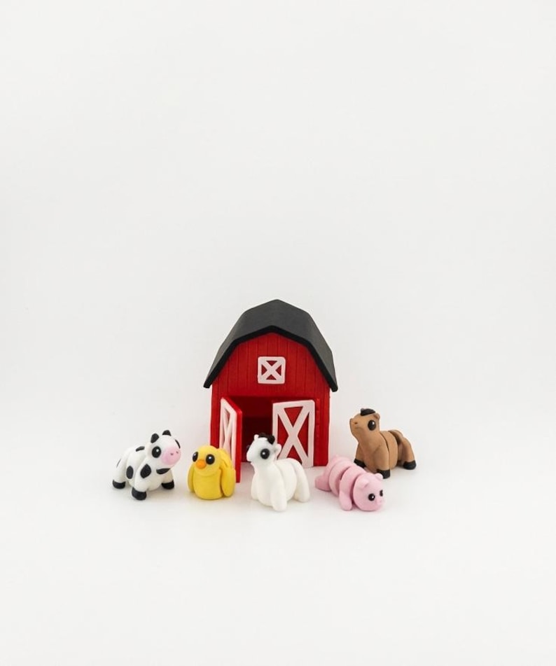 3D Printed Farm Animal Playset With Barn – Montessori Kids Toy - Travel ...