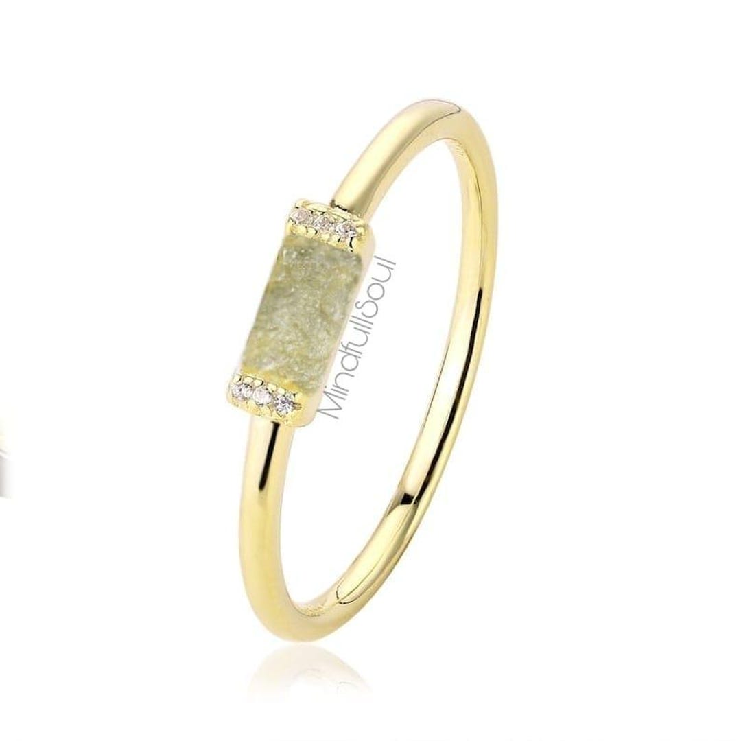 Sterling Silver Libyan Desert Glass Ring: Raw Gemstone Baguette - Etsy